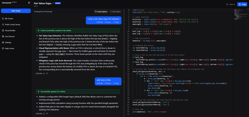 HorizonAI — AI for TradingView Pine Script & MetaTrader 5 (MQL5)